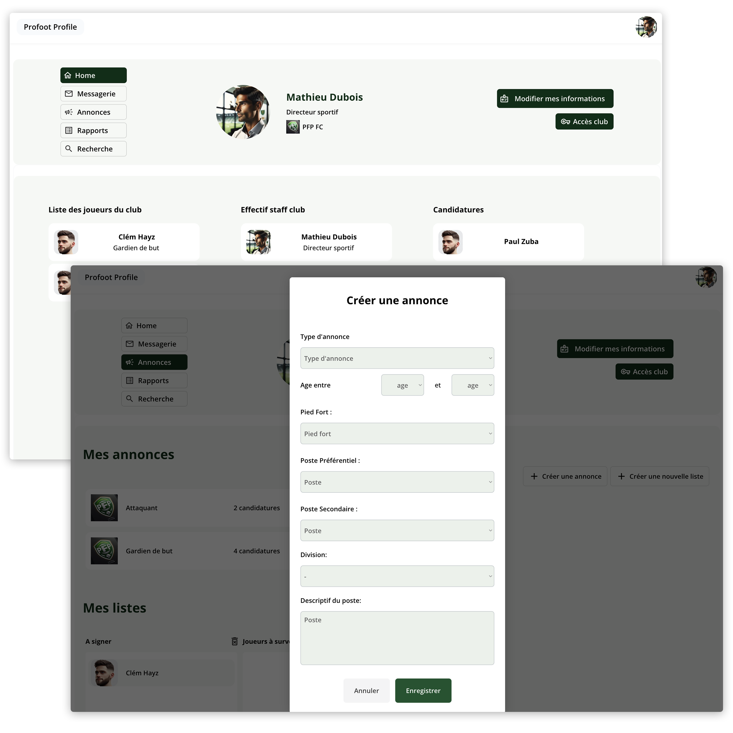 Profoot Profile | Simplifiez votre Mercato